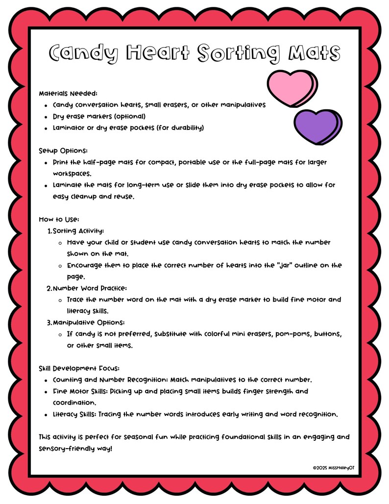 Candy Heart Sorting Mats – Fun, Hands-on Math & Fine Motor Activity ...