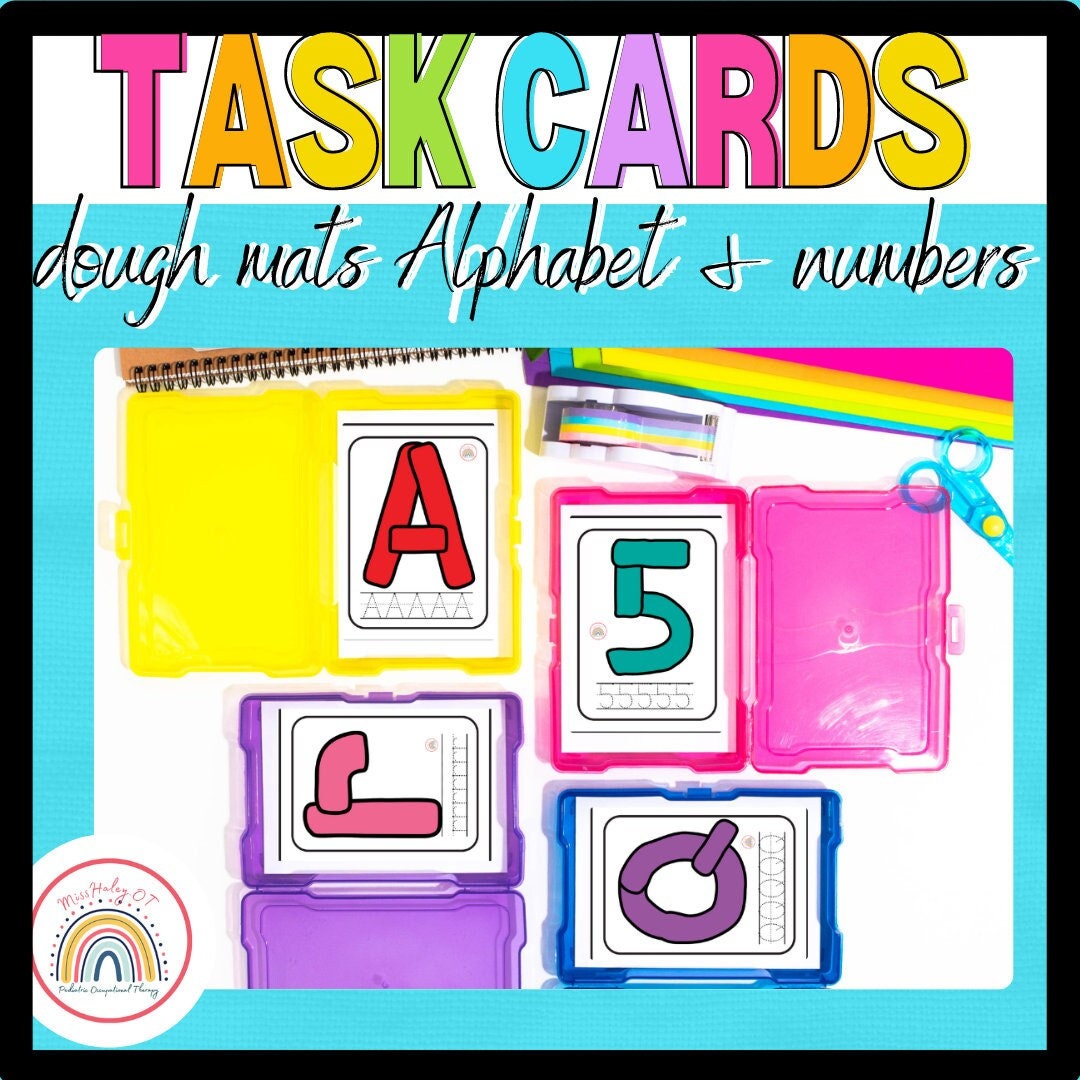 Task Cards Dough Mats for Uppercase and Lowercase Alphabet and Numbers ...