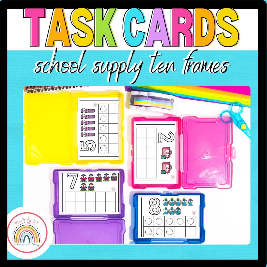 School Supply Themed Ten Frames for Occupational Therapists, Teachers ...