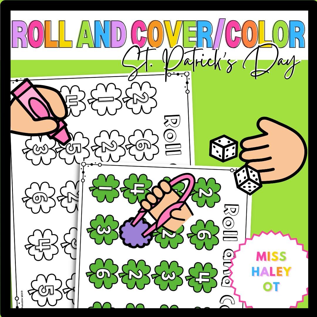 St. Patrick's Day Roll and Cover / Roll and Color Activities - Etsy