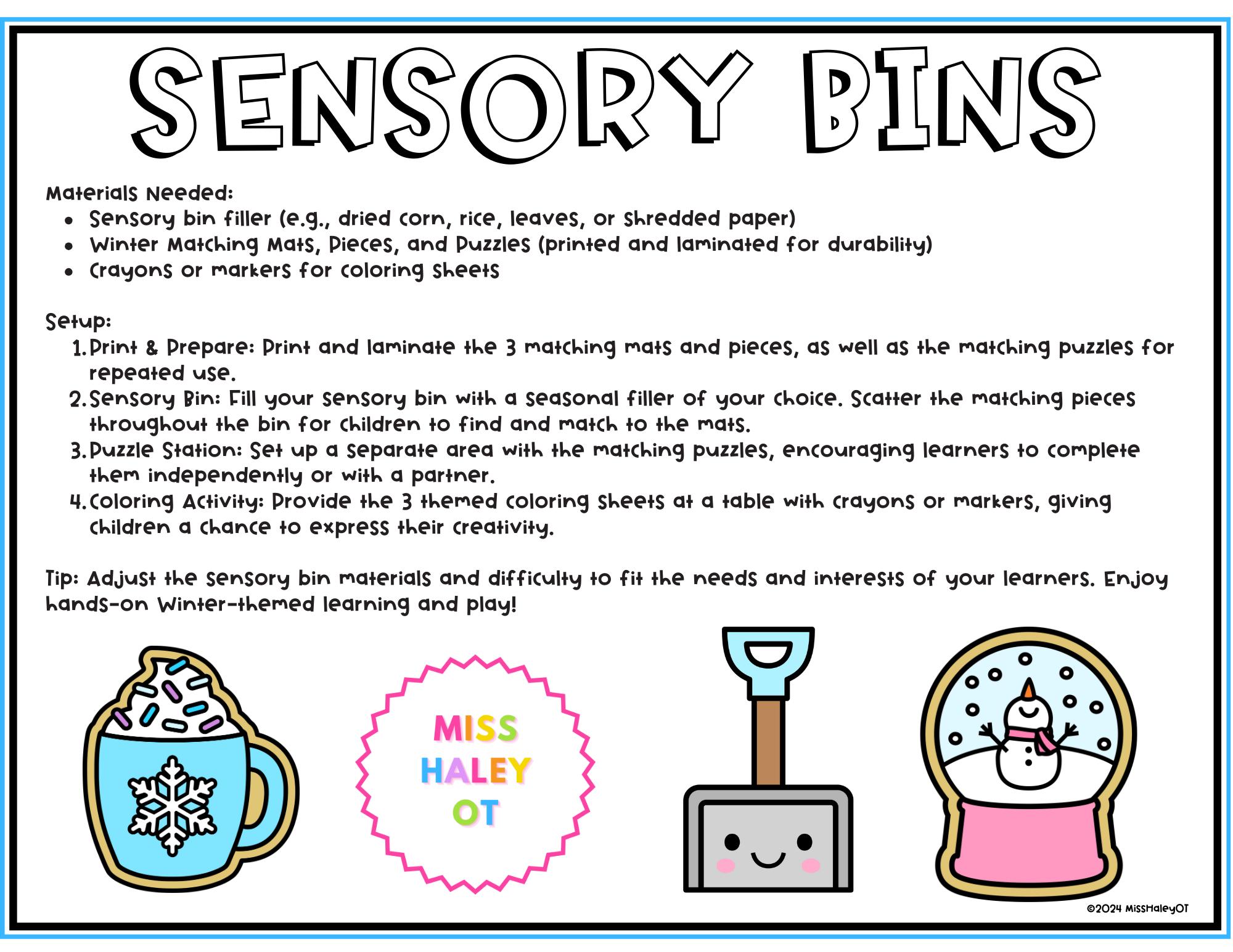 Winter Sensory Bin Activity Set for Early Learners, Toddlers, Activity ...