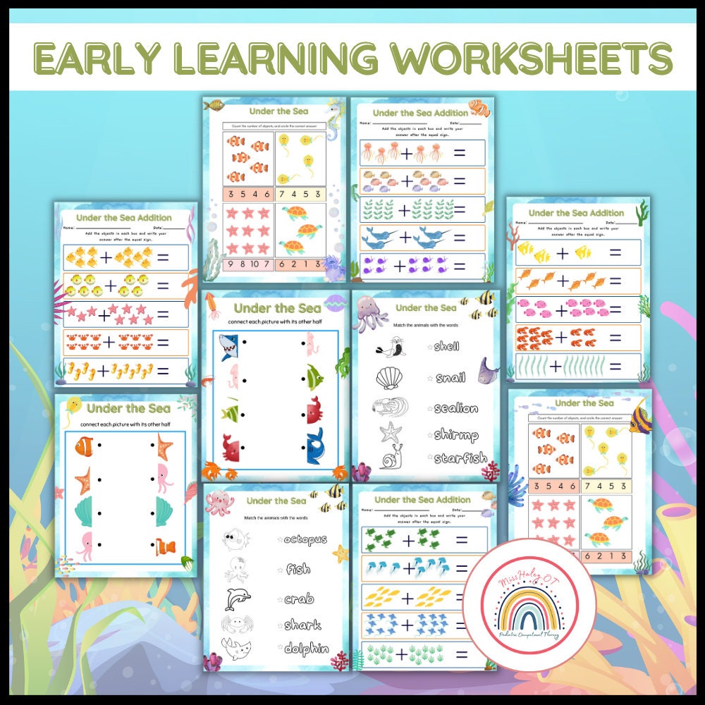 Under the Sea Adventure: Early Learning Worksheet Packet 50 Pages ...