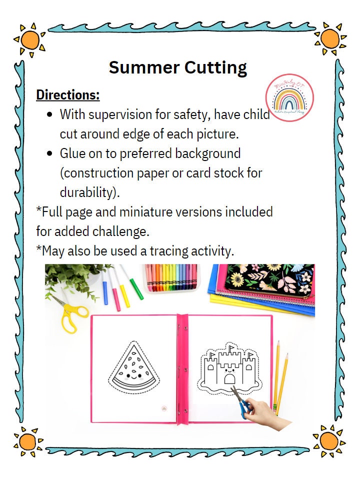 Summer Themed Fine Motor Packet 5 Different Activities - Etsy