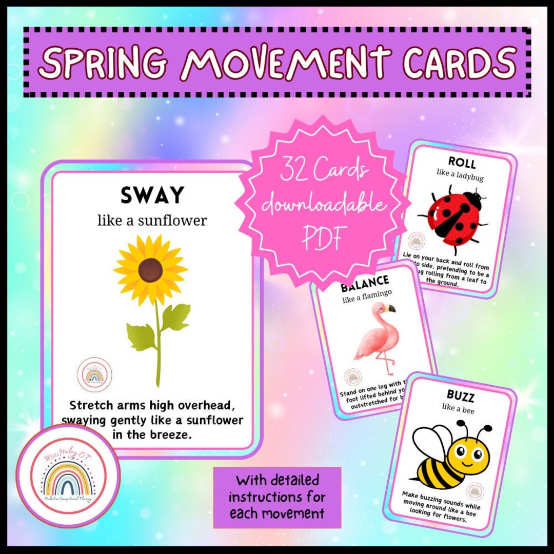 Spring Movement Cards Brain Break Cards Occupational Therapy, Classroom ...