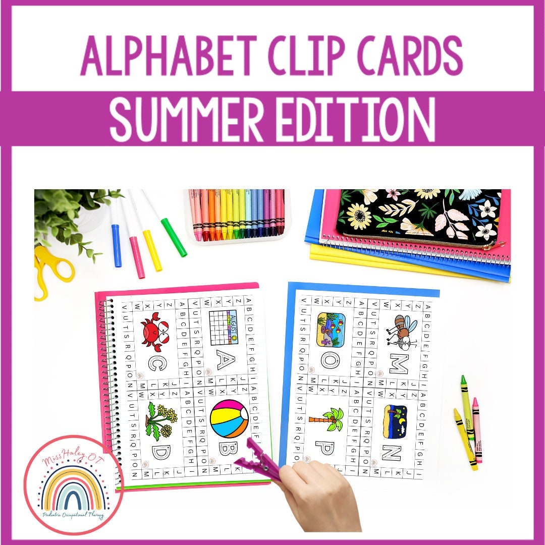 Summer Themed Alphabet Clip Cards Clothespin Fine Motor Activity - Etsy