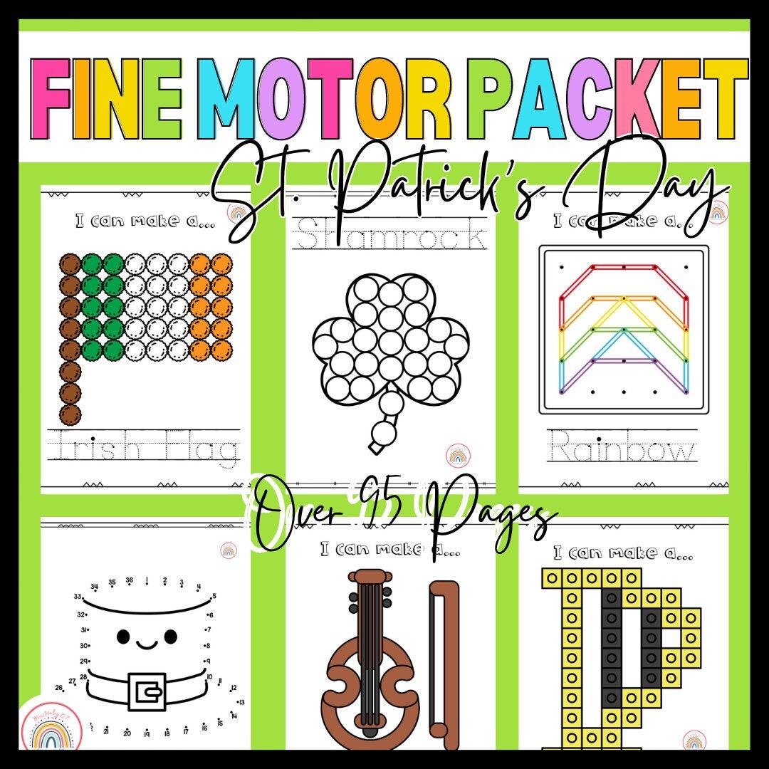 St. Patrick's Day Fine Motor Skills Mega Bundle-low Prep-9 Different ...