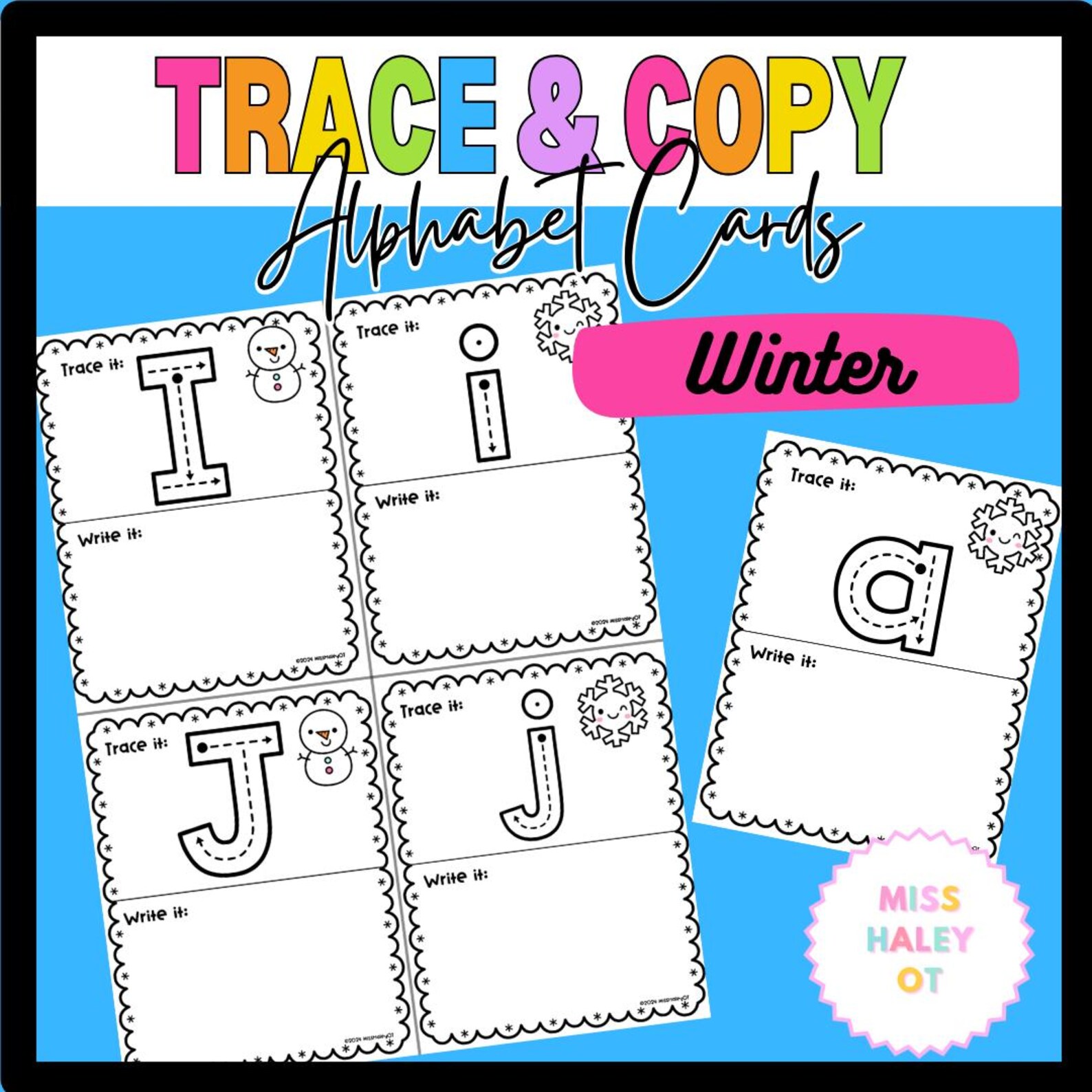 Winter Trace and Copy Alphabet Cards | 52 Cards | Perfect for ...