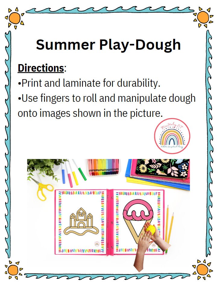 Summer Themed Fine Motor Packet 5 Different Activities - Etsy