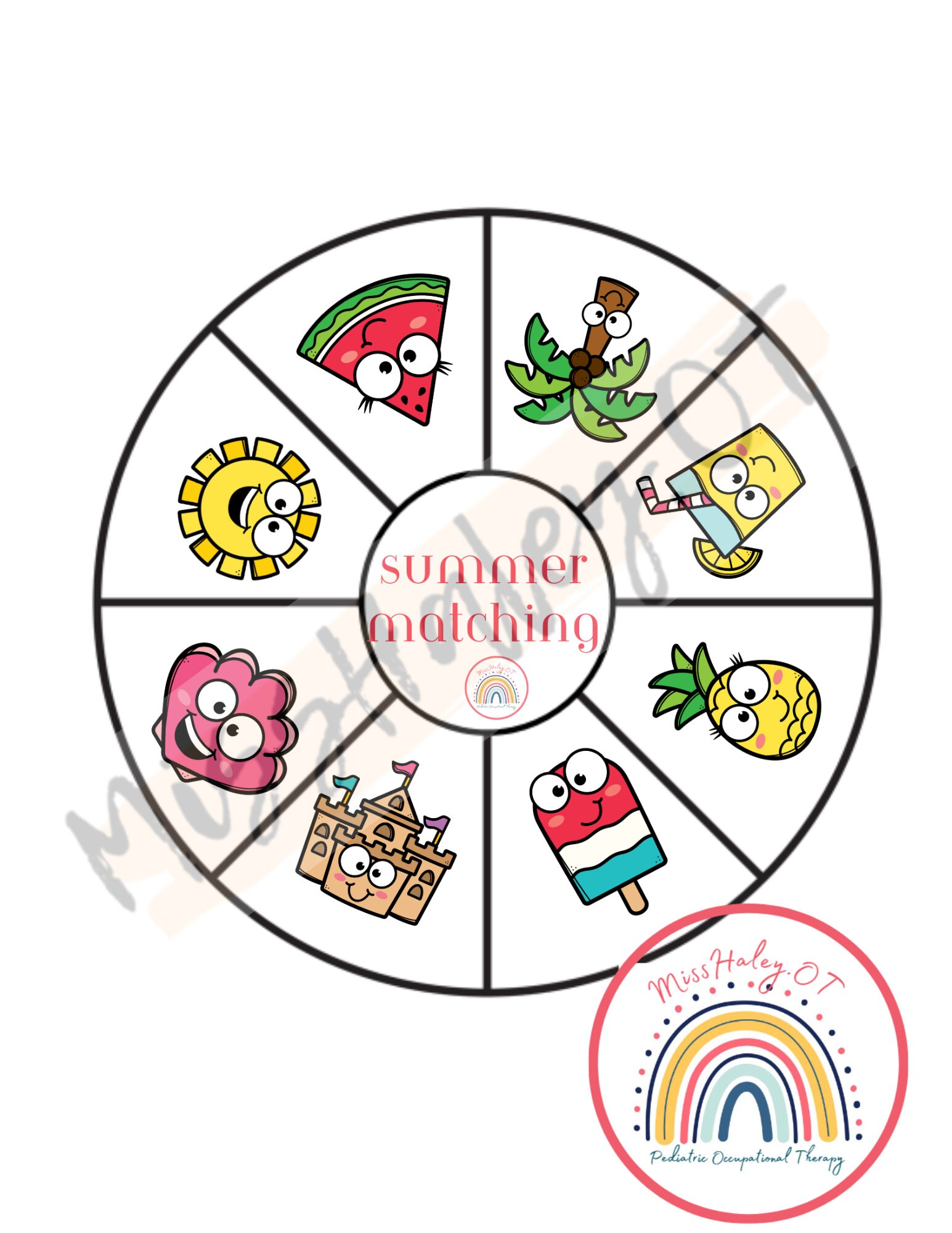 Clothespin Matching Wheel Summer Themed Fine Motor Strengthening - Etsy