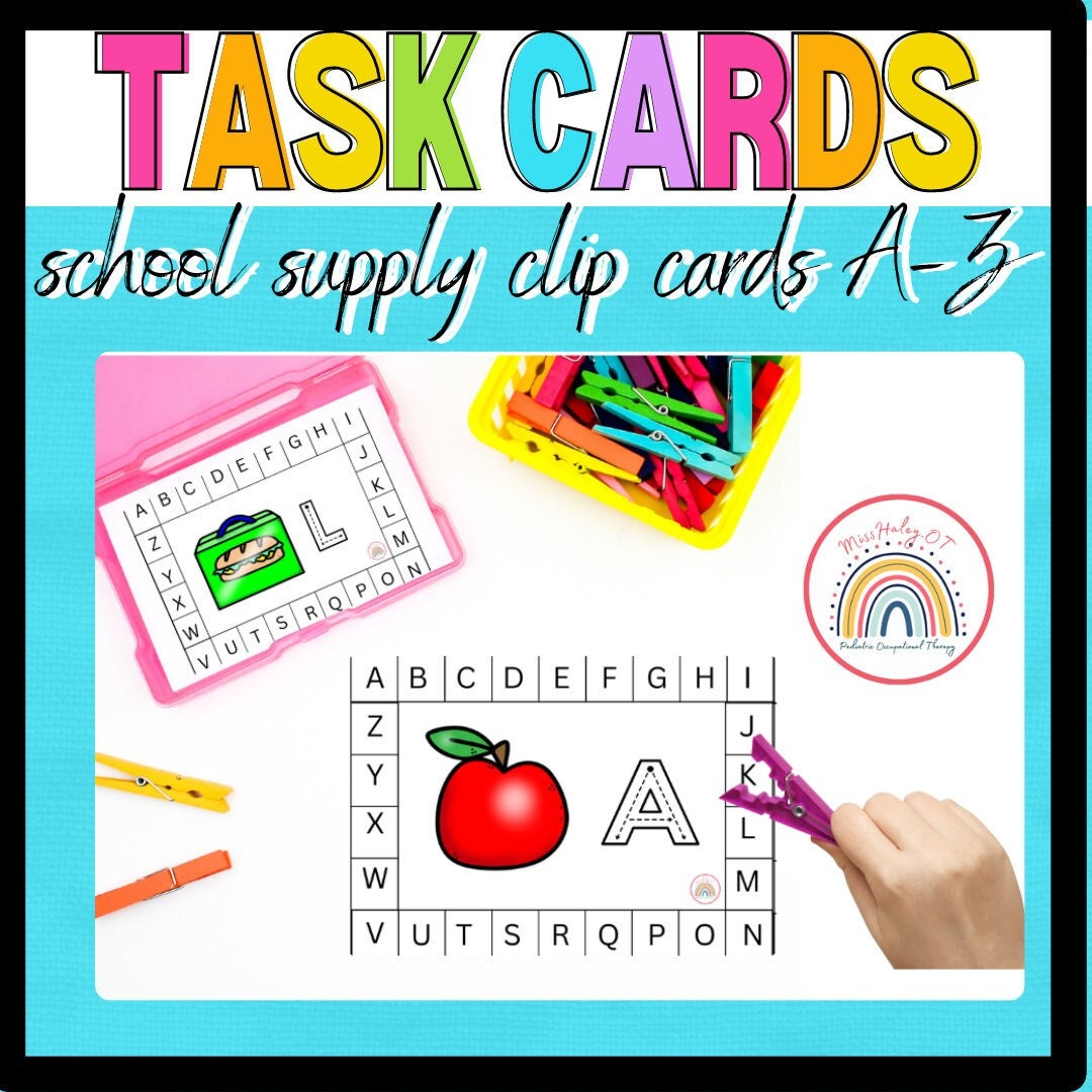 Task Cards- Back to School Alphabet Clothespin Clip Cards A-Z, Fine ...
