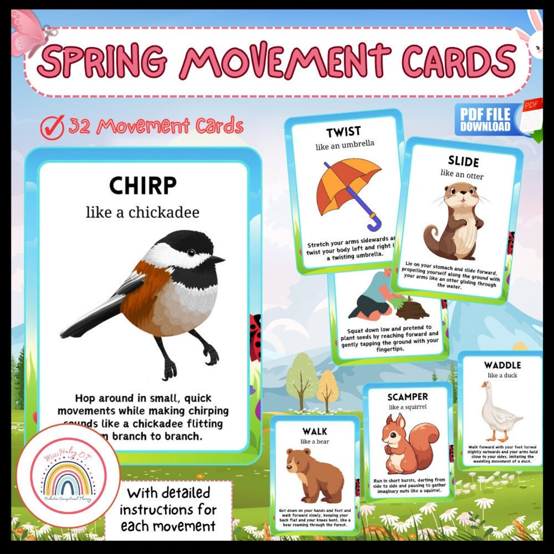 Spring Movement Cards Brain Break Cards Occupational Therapy, Classroom ...