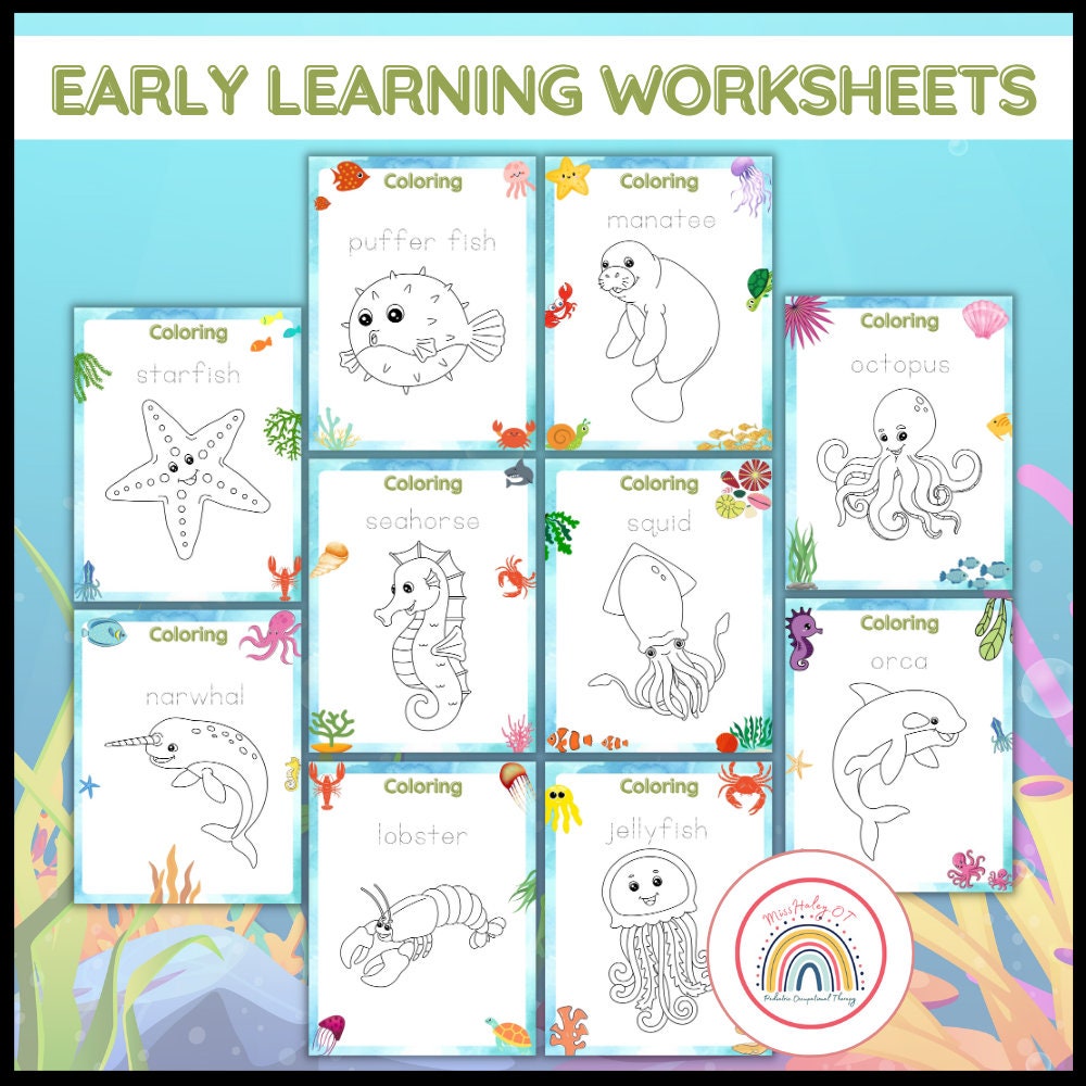 Under the Sea Adventure: Early Learning Worksheet Packet 50 Pages ...