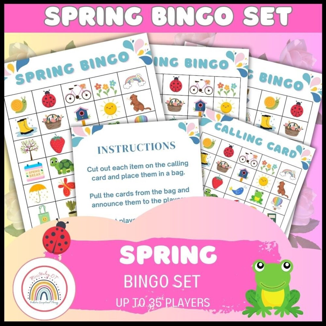 Spring Themed Bingo Game up to 35 Players With Calling Cards. Perfect ...