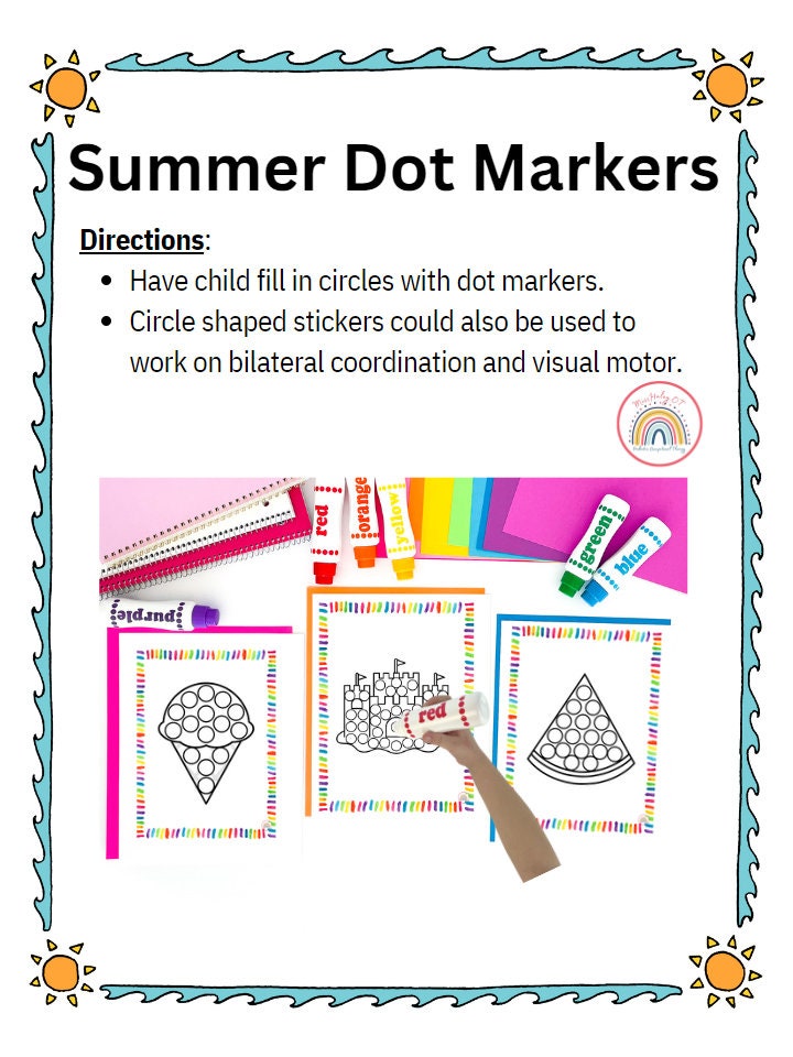 Summer Themed Fine Motor Packet 5 Different Activities - Etsy