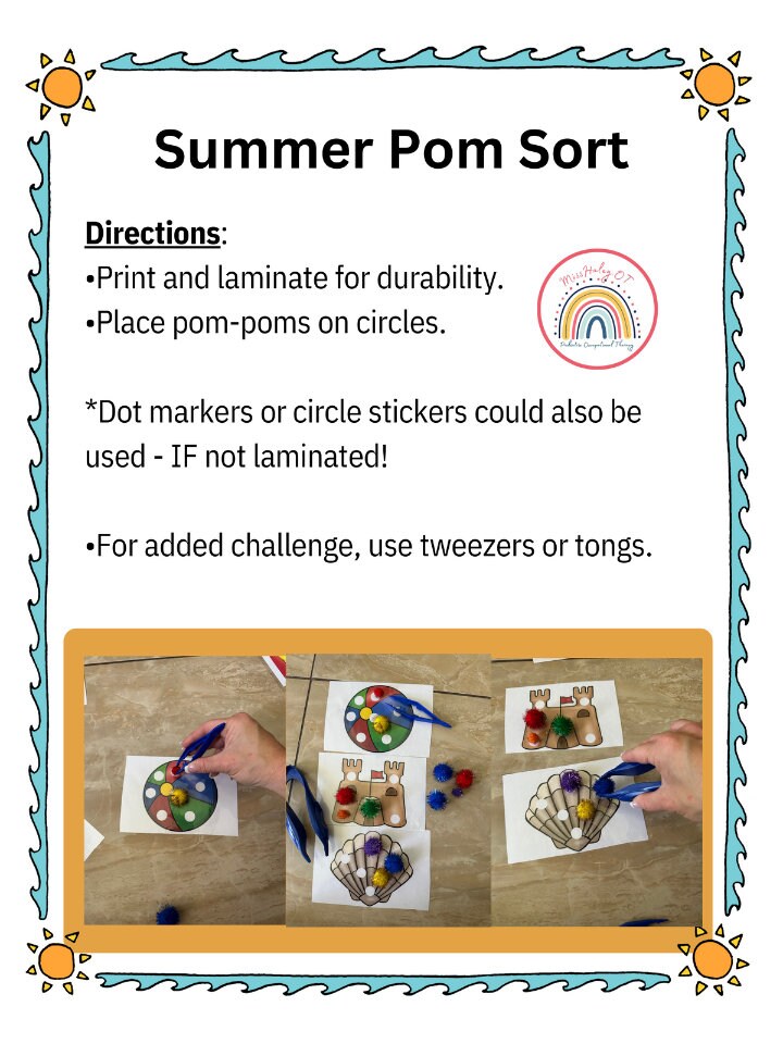 Summer Themed Fine Motor Activities. Over 18 Activities. Dough Mats ...