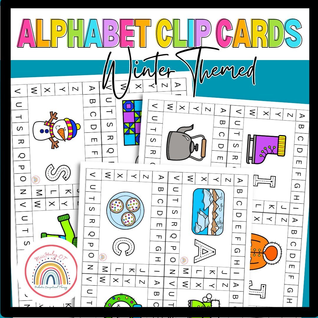 Winter Themed Alphabet Clip Cards-fine Motor Activity With Clothespin ...