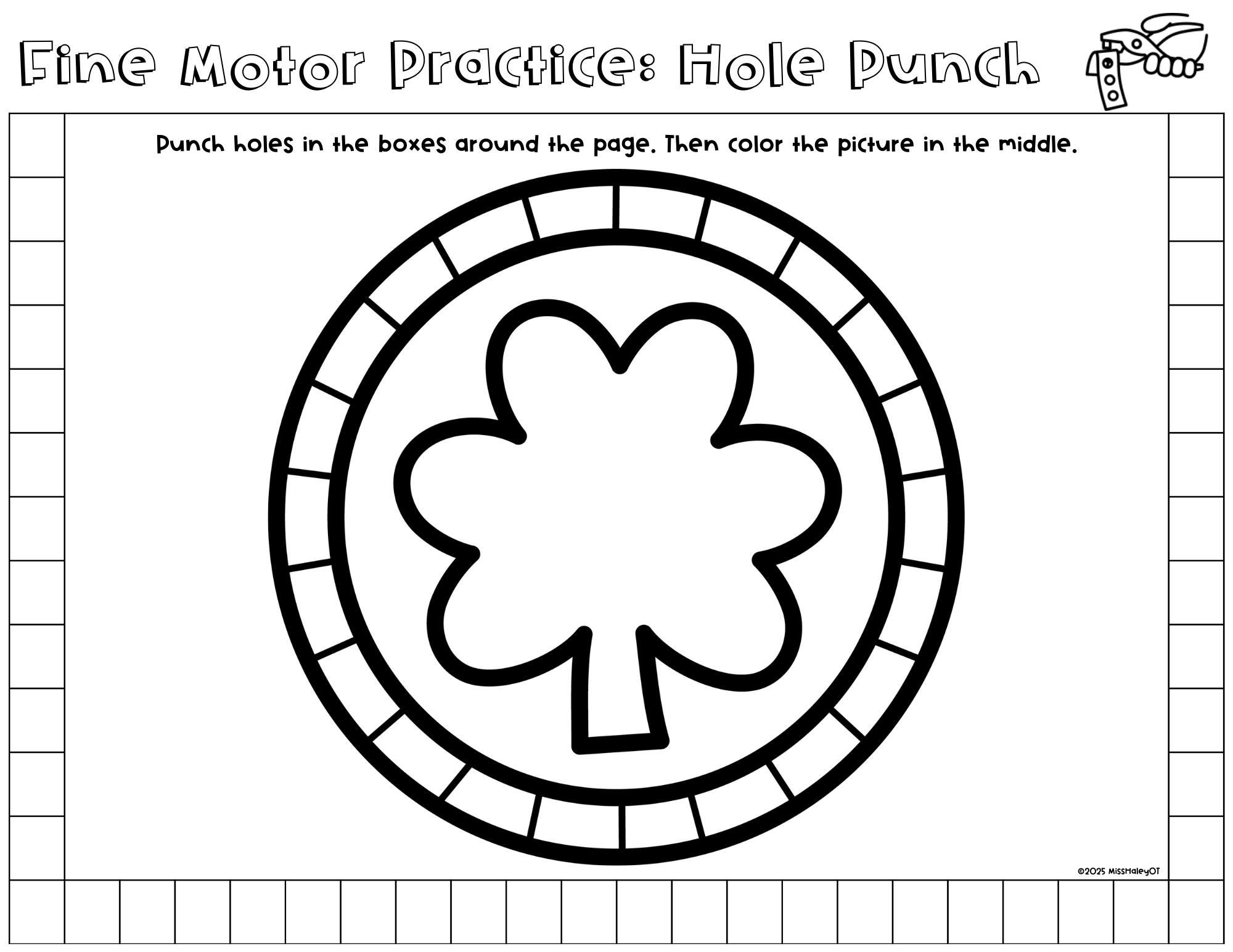 St. Patricks Day Hole Punch Practice Pages - Etsy