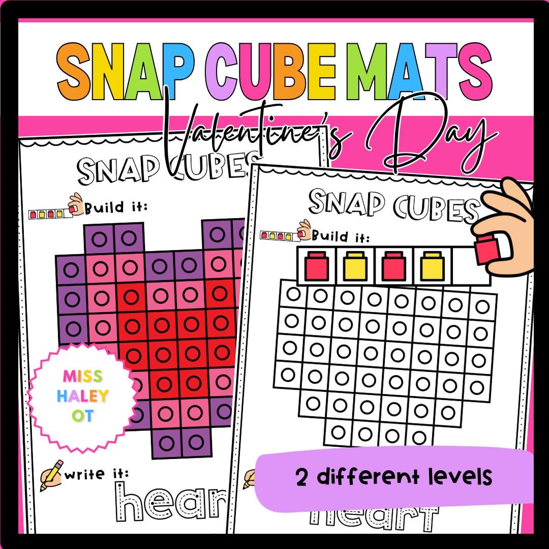 Valentine's Day Snap Cube Mats; Fine Motor Mats; Preschool Activities ...