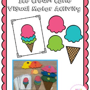 Ice Cream Cone Visual Motor Activity Task Cards; 28 Task Cards; Early ...