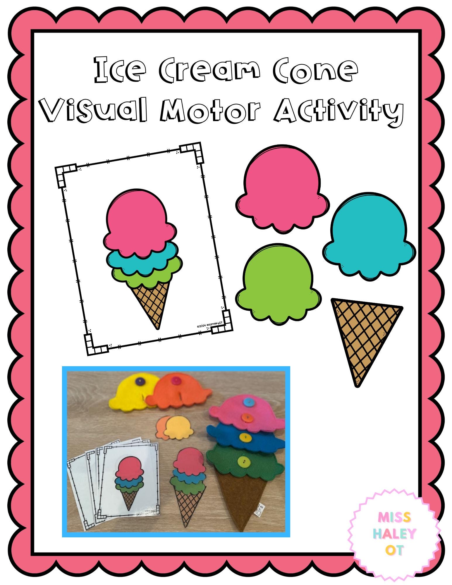 Ice Cream Cone Visual Motor Activity Task Cards; 28 Task Cards; Early ...