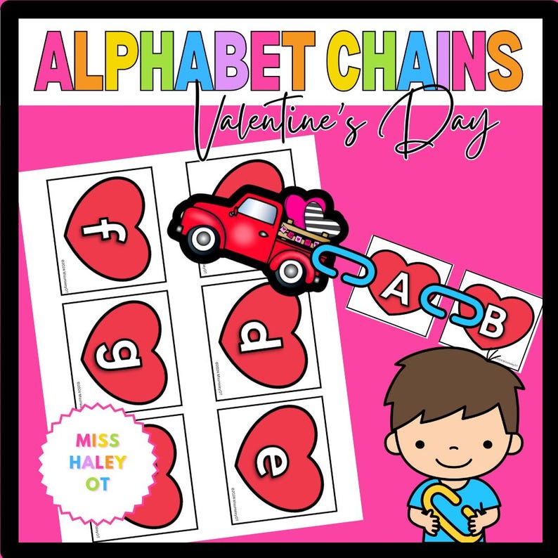 Valentine's Day Alphabet Chain Link Activity – Fine Motor and Letter ...