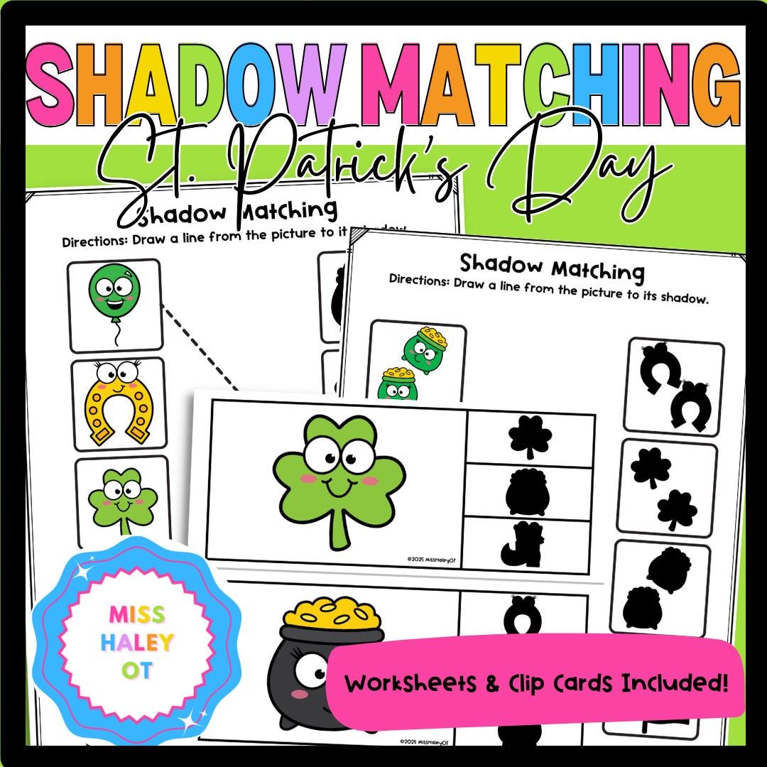 St. Patrick’s Day Shadow Matching Activity | Worksheets and Clip Cards ...