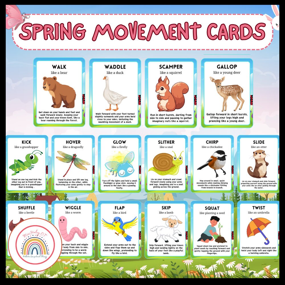 Spring Movement Cards Brain Break Cards Occupational Therapy, Classroom ...
