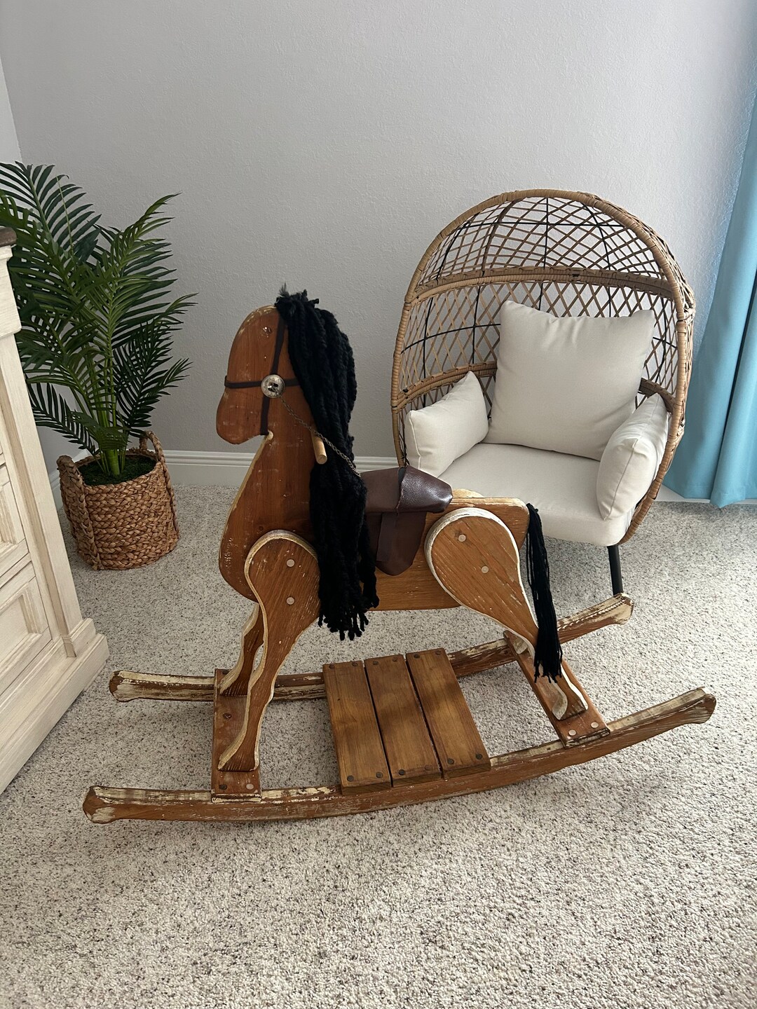 Hand Restored Solid Wood Rocking Horse - Etsy