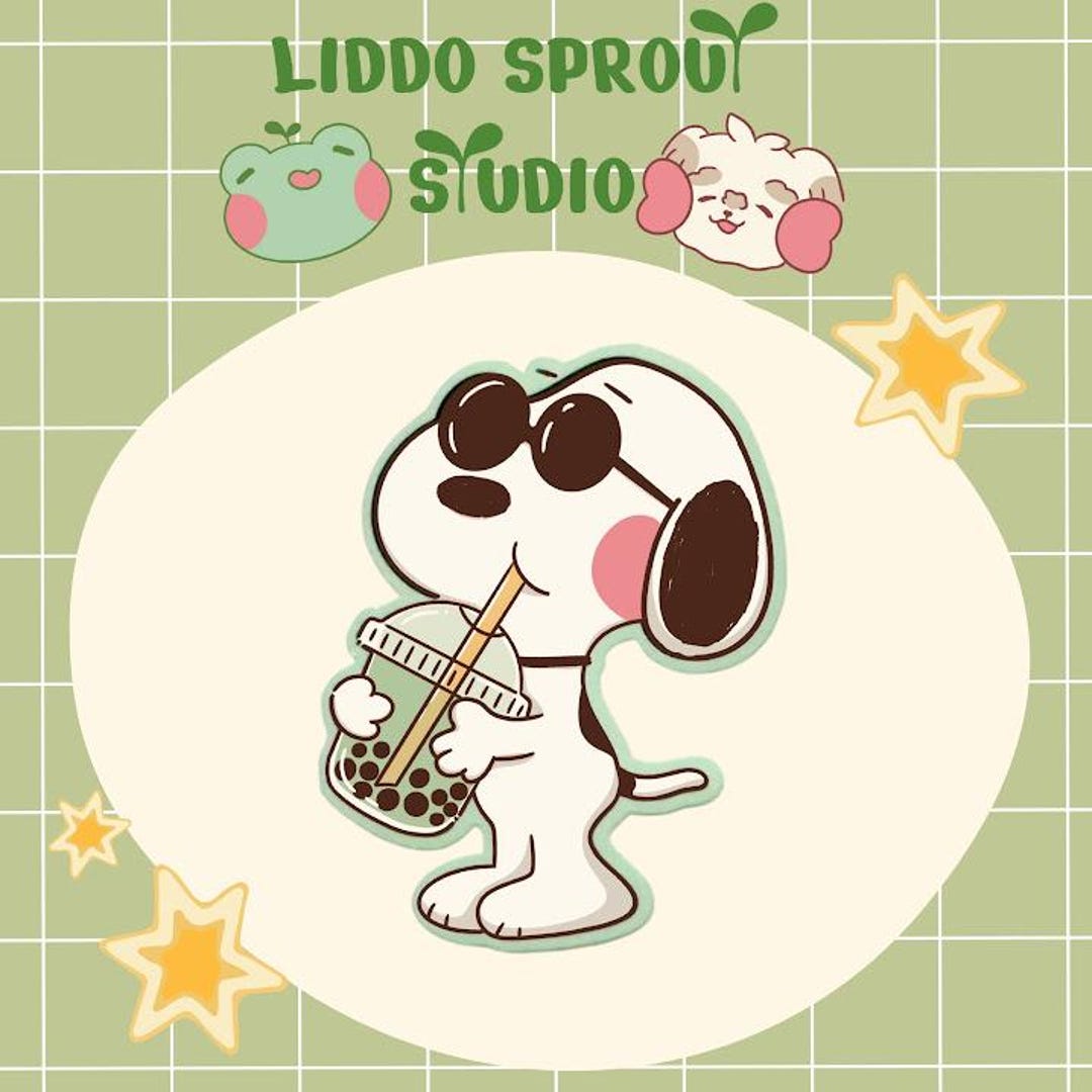 Boba Snoopy Glossy Sticker - Etsy