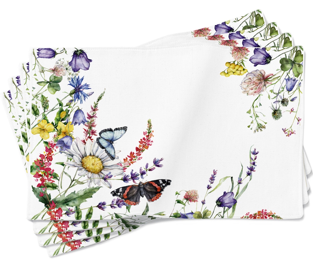 Denutse Placemats Set of 4 Author Work Double-sided Butterfly Eco ...