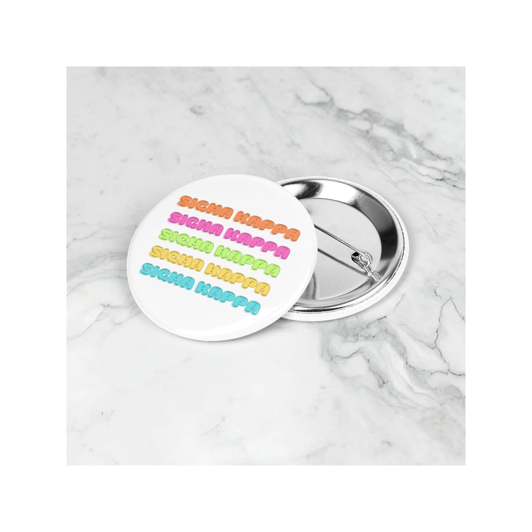 Sigma Kappa Pin-back Button Rainbow Bubble Letter Sigma Kappa Button ...
