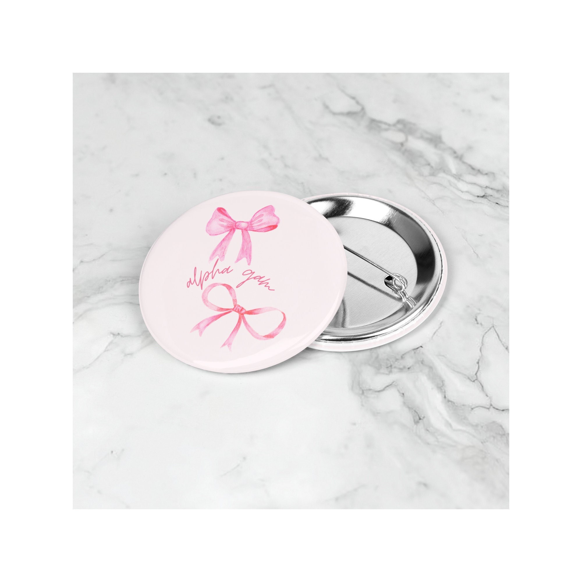 Alpha Gamma Delta Pin-back Button Pink Bows Alpha Gamma Delta Button ...