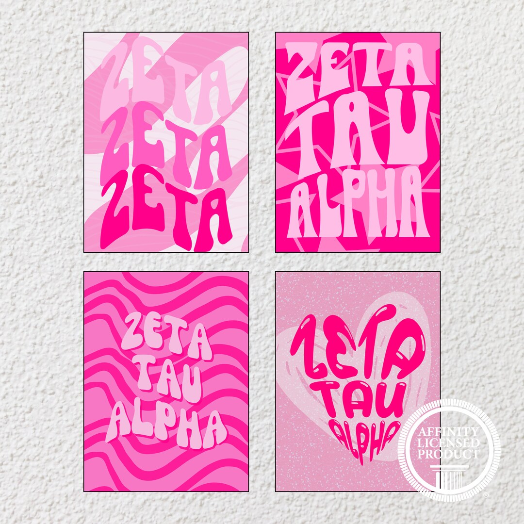 Zeta Tau Alpha Poster Set - Set of 4, Zeta Tau Alpha Wall Art, Zeta Tau ...