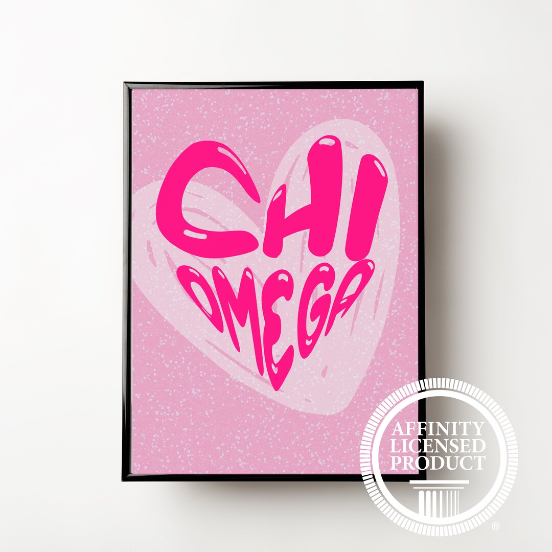 Custom Chi Omega Poster - Pink Glitter Chi Omega Print, Cute Chi Omega ...