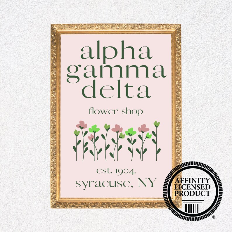 Alpha Gamma Delta Flower Shop Poster Custom Alpha Gamma Delta Print ...