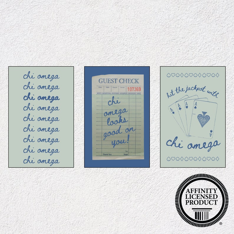 Chi Omega Poster Set Set of 3, Custom Chi Omega Print Set, Custom ...