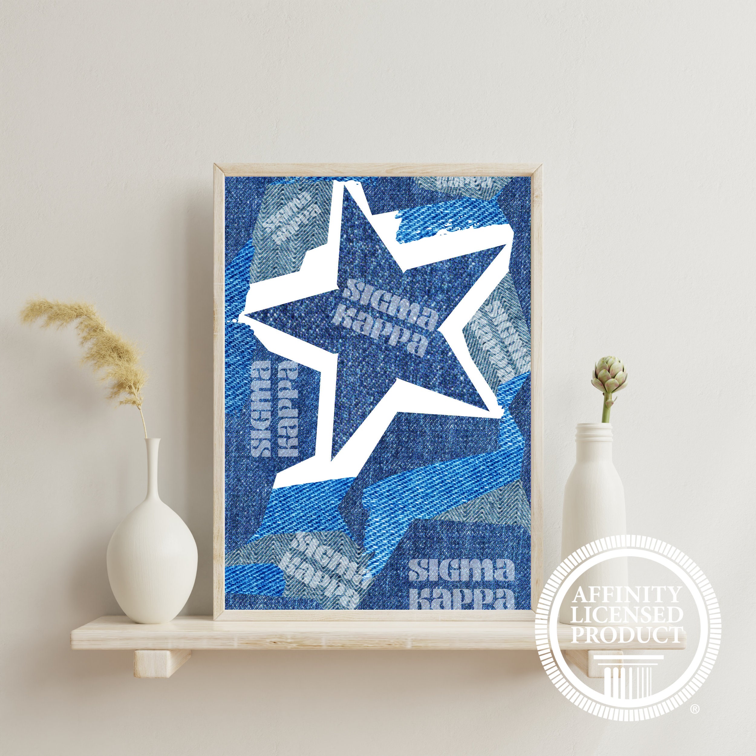 Sigma Kappa Poster Set - Set of 3, Custom Sigma Kappa Print Set, Denim ...