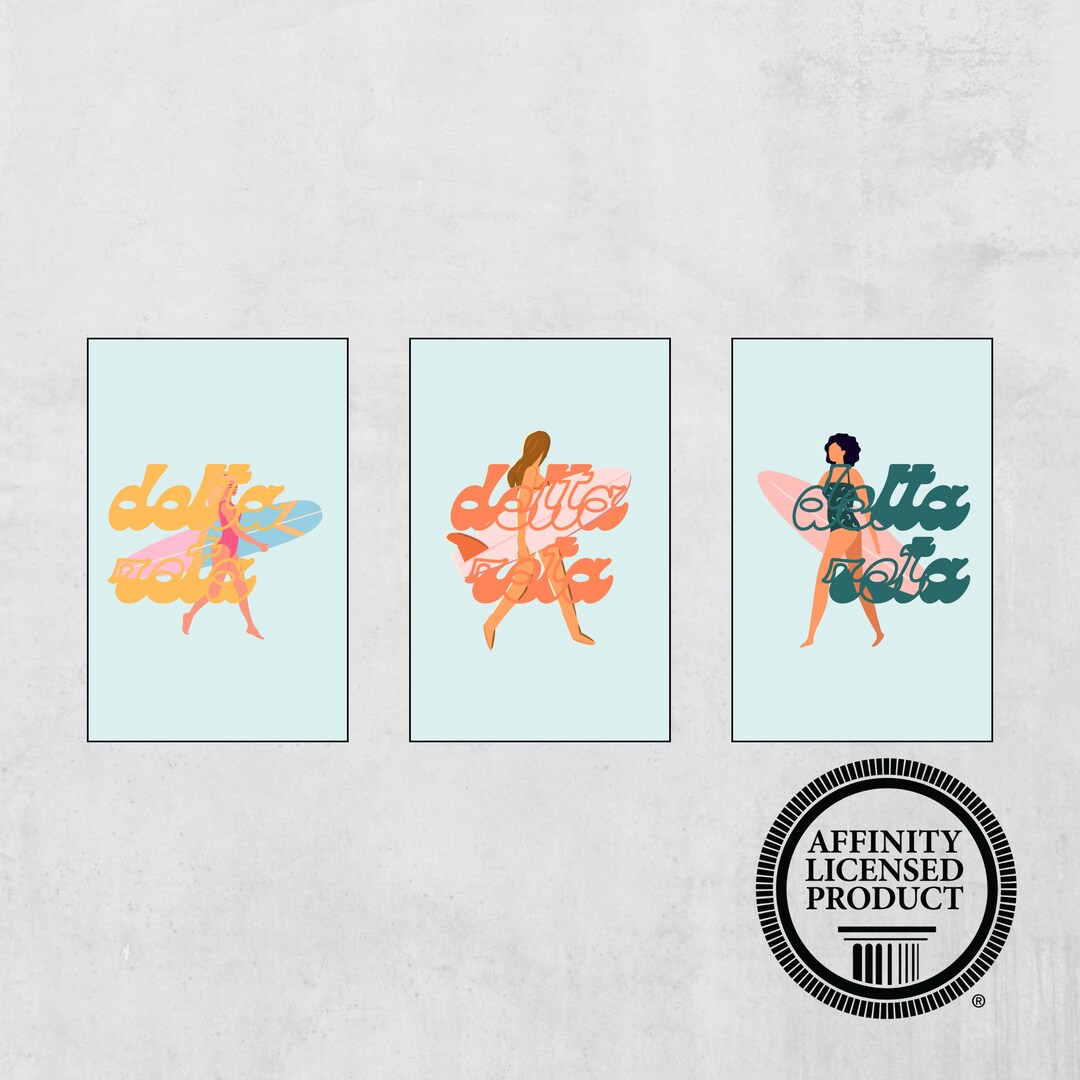 Delta Zeta Poster Set Set of 3, Delta Zeta Wall Art, Delta Zeta Decor ...