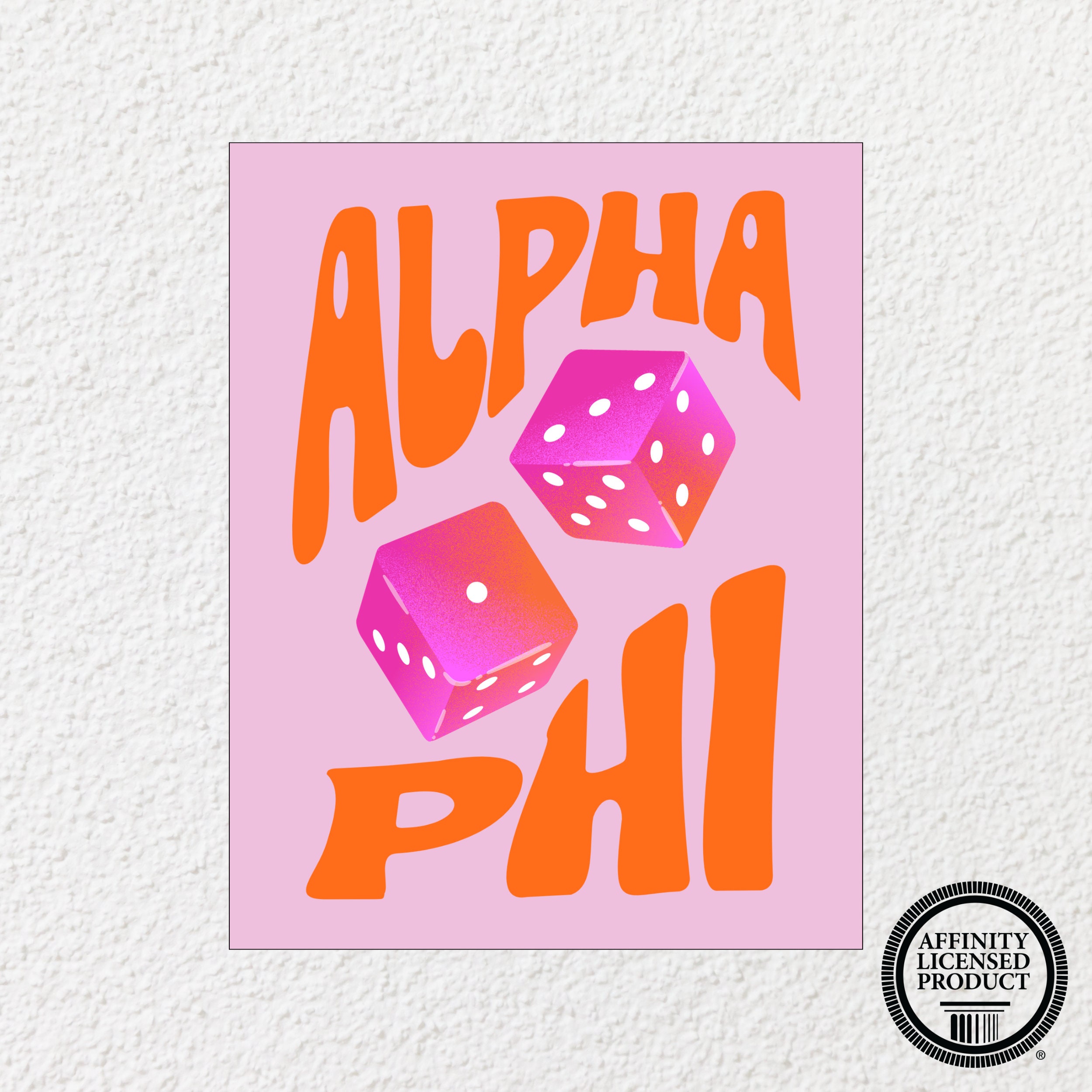 Alpha Phi Print - Custom Alpha Phi Poster, Dice Alpha Phi Wall Art ...