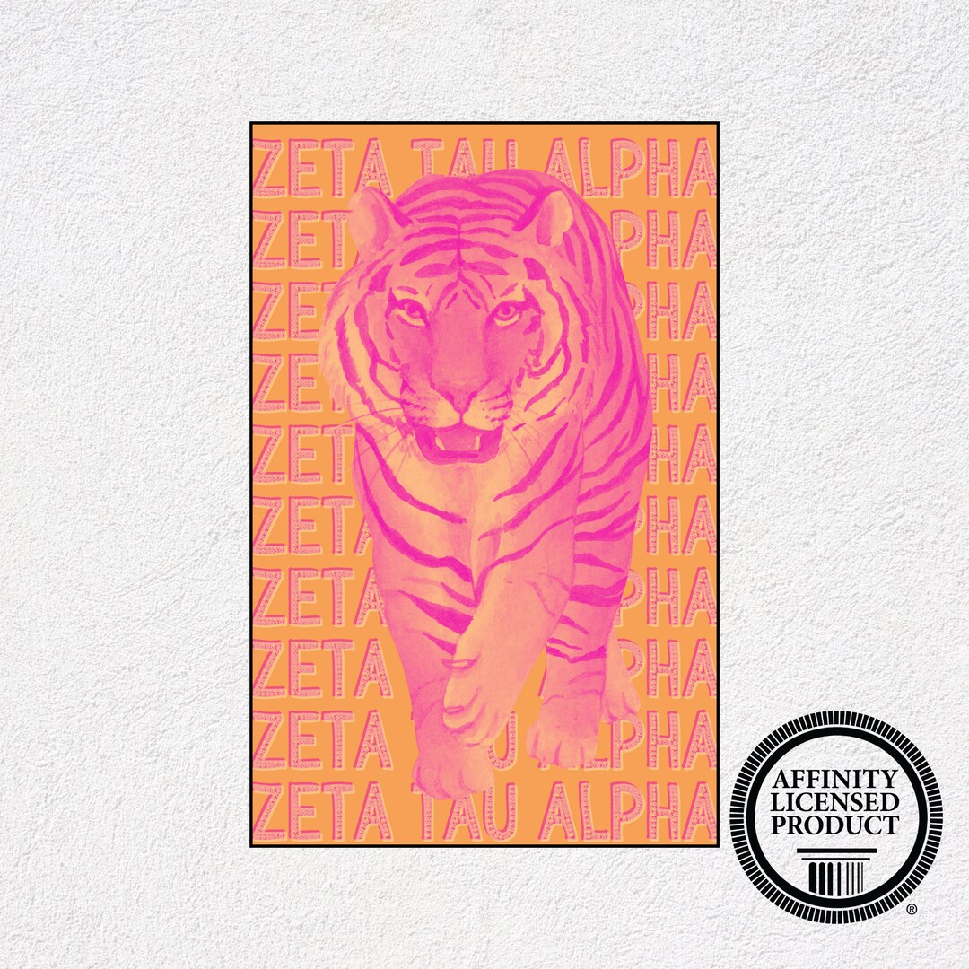 Zeta Tau Alpha Poster Custom Zeta Tau Alpha Print, Tiger Zeta Tau Alpha ...