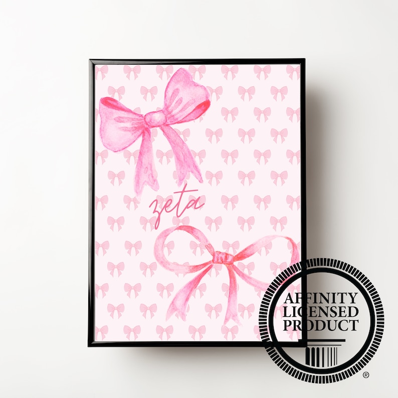 Zeta Tau Alpha Poster Zeta Tau Alpha Bow Print, Zeta Tau Alpha Gifts ...