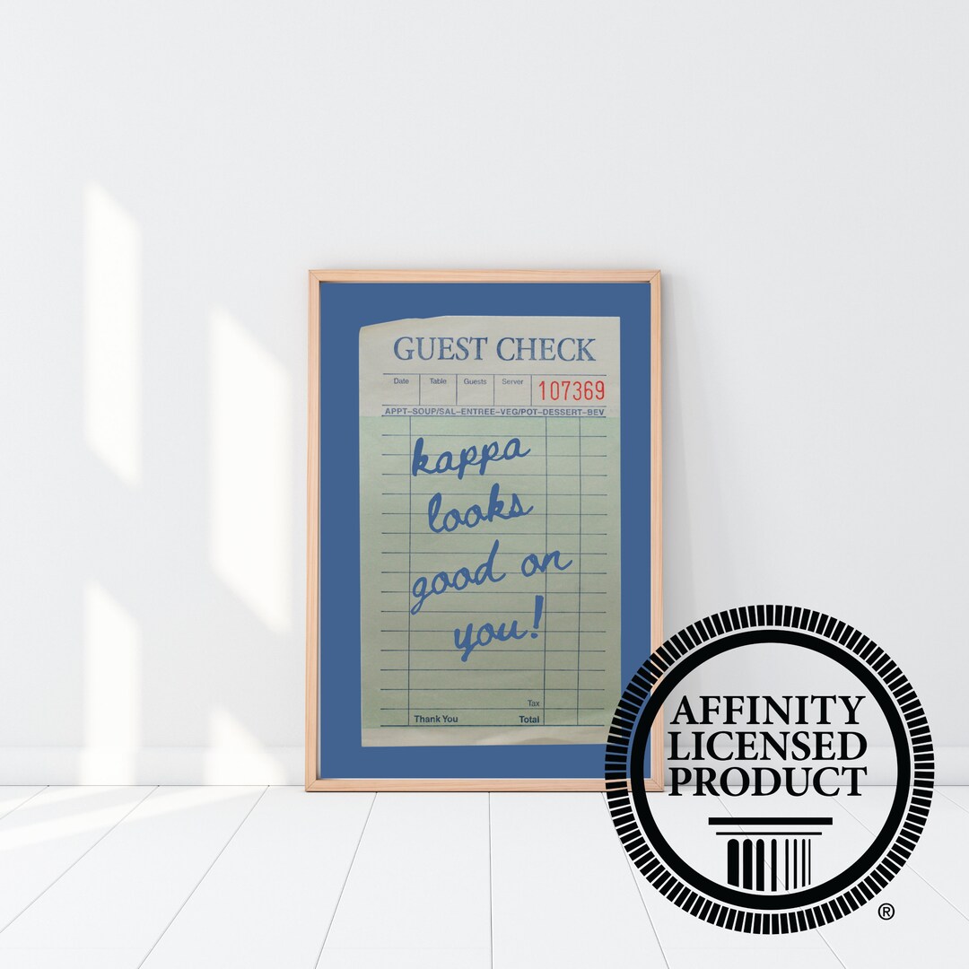 Kappa Kappa Gamma Poster - Guest Check Kappa Kappa Gamma Print, Custom ...