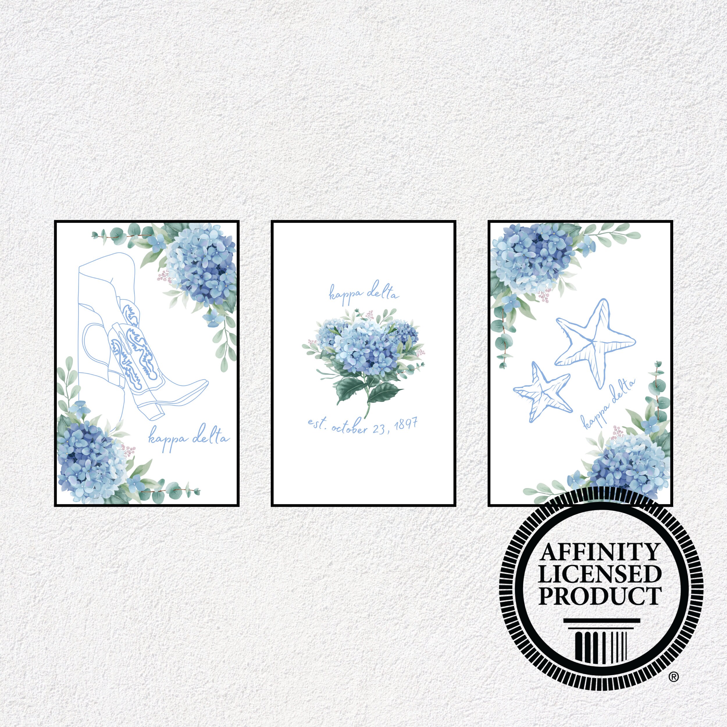 Kappa Delta Poster Set Set of 3, Coastal Cowgirl Kappa Delta Print Set ...