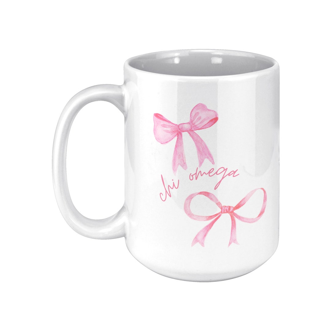 Chi Omega Coffee Mug - Pink Bows Chi Omega Merch Ideas, Chi Omega Big ...