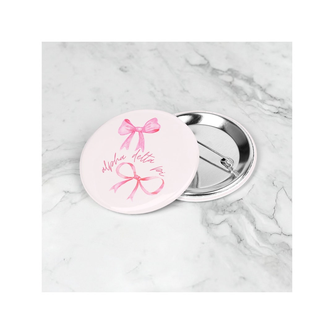 Alpha Delta Pi Pin-back Button - Pink Bows Alpha Delta Pi Button, Bows ...