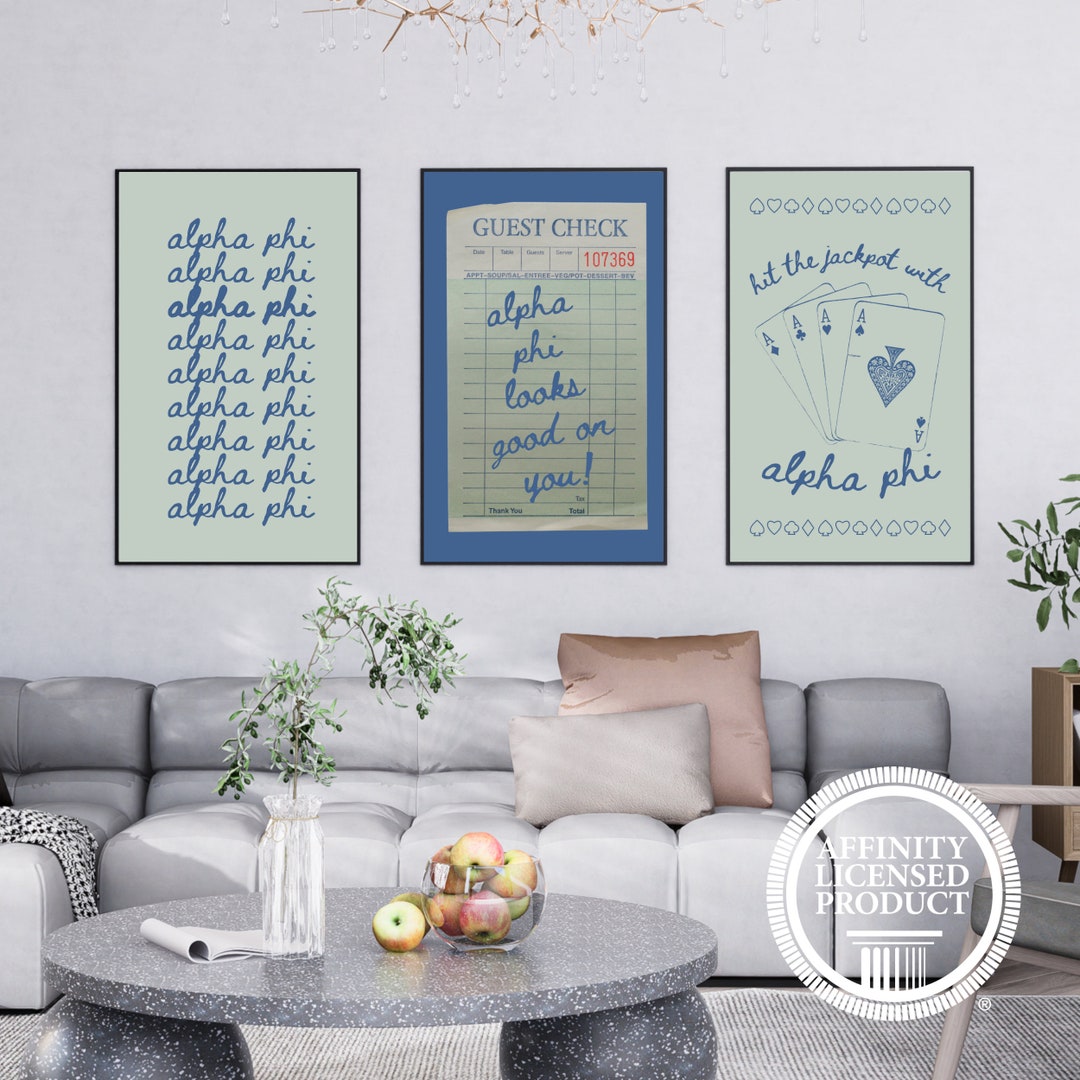 Alpha Phi Poster Set Set of 3, Alpha Phi Wall Art, Alpha Phi Decor ...