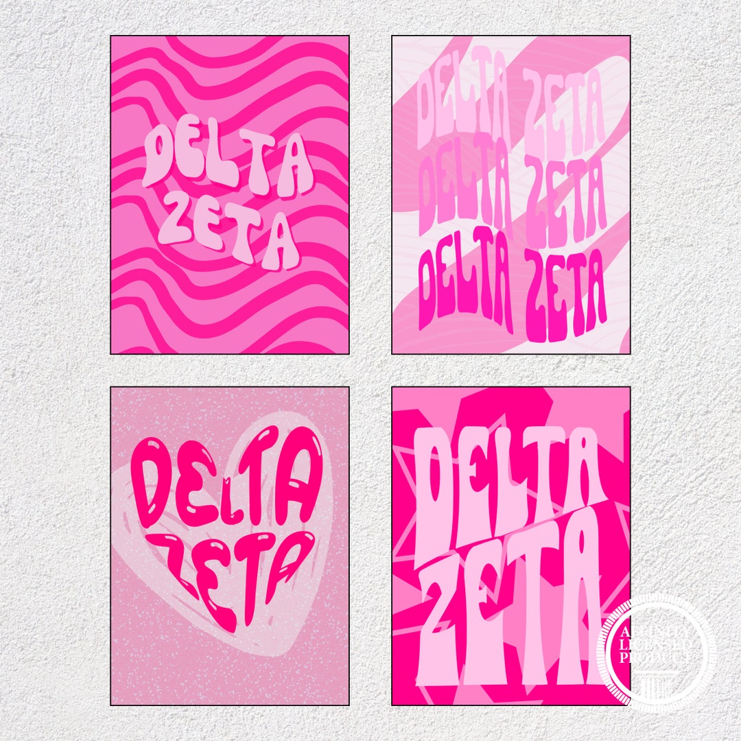 Delta Zeta Poster Set Set of 4, Delta Zeta Wall Art, Delta Zeta Decor ...