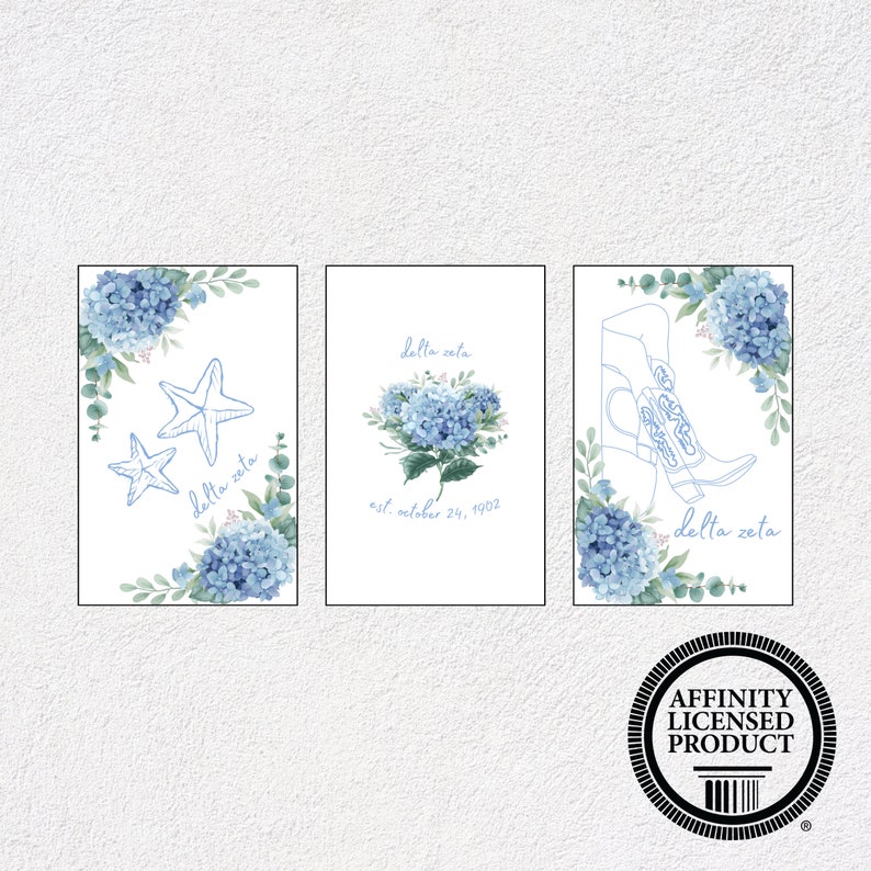 Delta Zeta Poster Set Set of 3 Custom Delta Zeta Print Set - Etsy