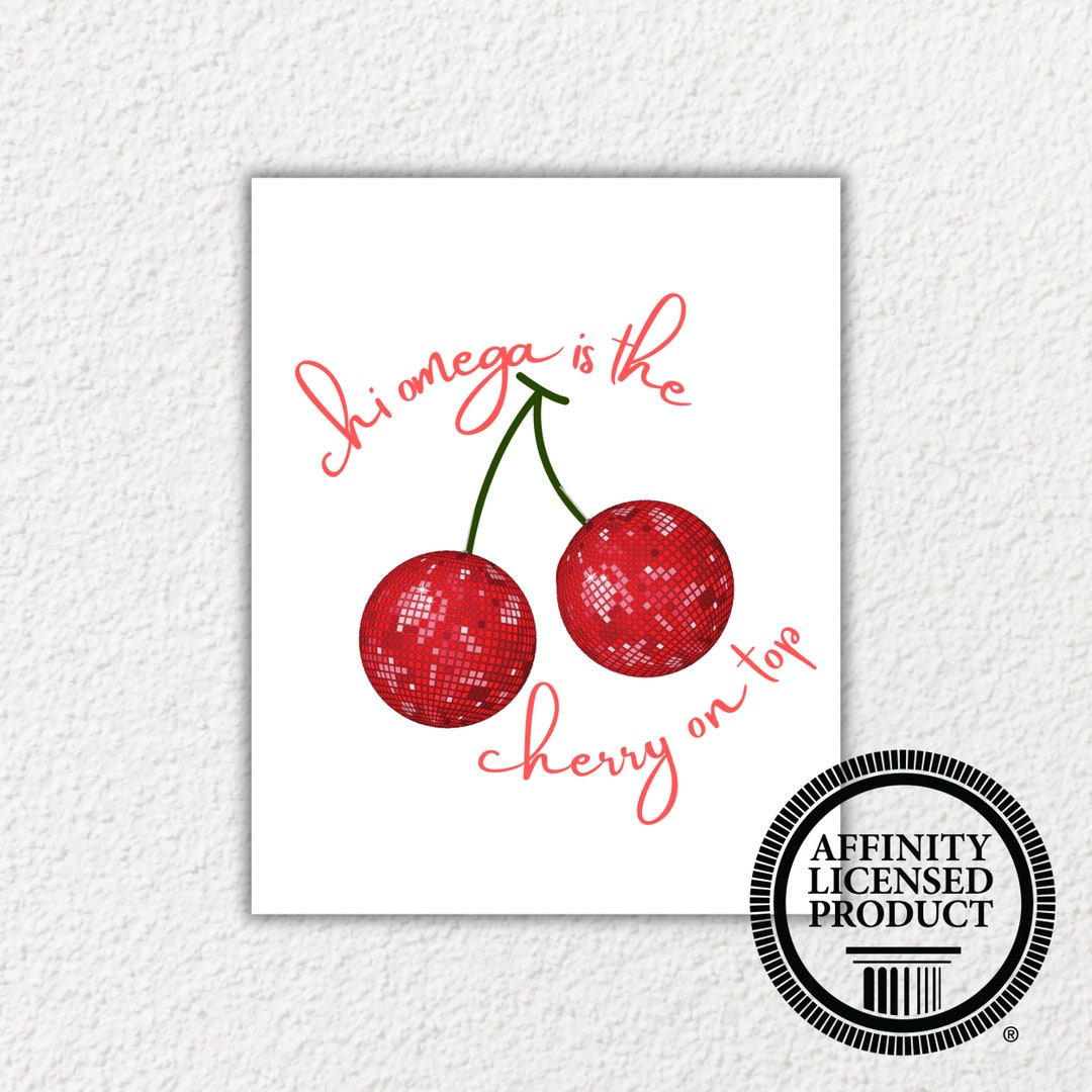 Chi Omega Cherry Print Cherry Chi Omega Poster, Custom Chi Omega ...