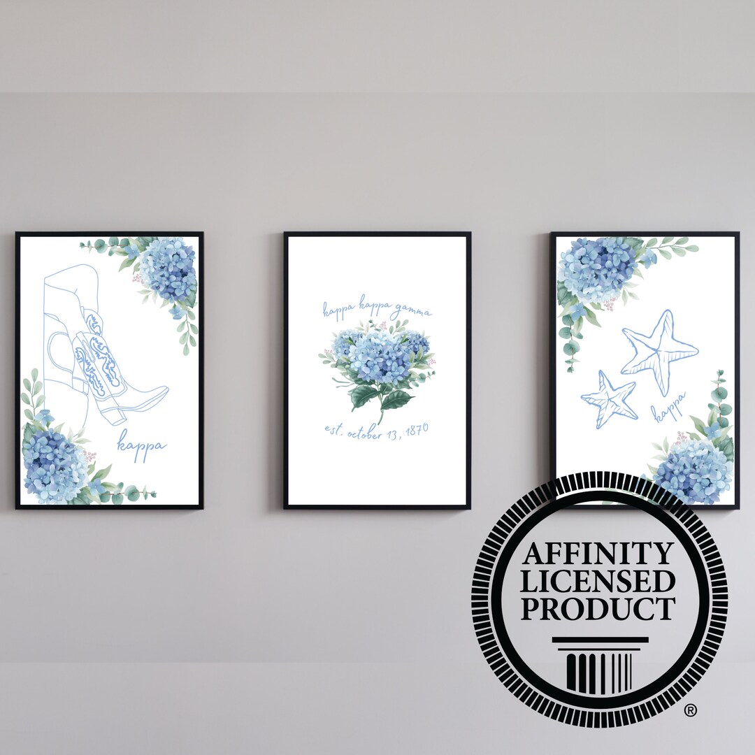 Kappa Kappa Gamma Poster Set - Set of 3, Preppy Kappa Kappa Gamma ...